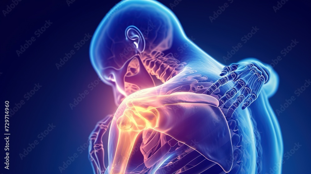 Painful shoulder joints. Frozen shoulder, impingement. 3d illustration ...