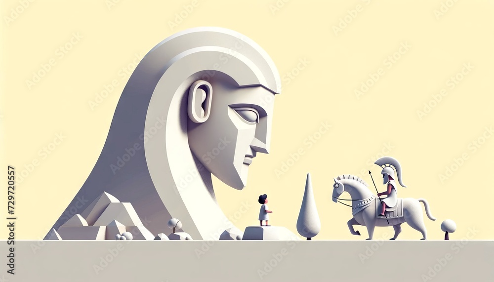 A whimsical, animated art style depiction of a mythical encounter ...