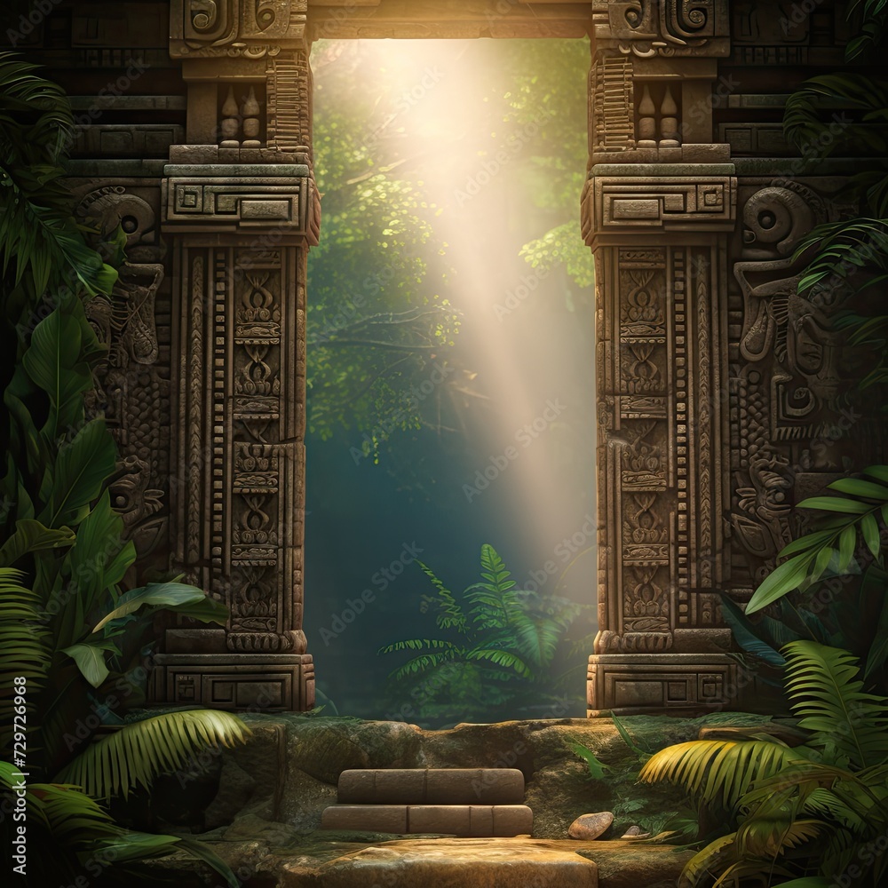 Mystical Mayan Temple: Digital Backdrop of an Ancient Structure in the ...
