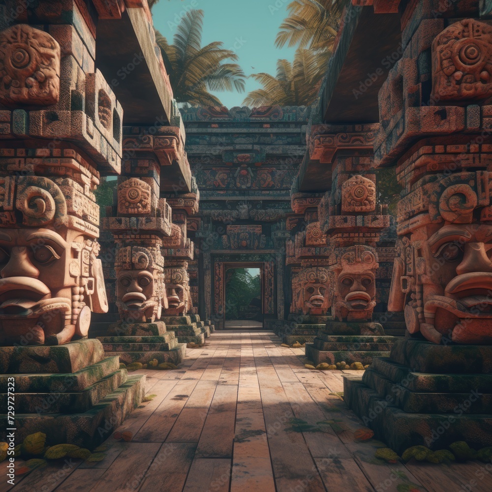 Mystical Mayan Temple: Digital Backdrop of an Ancient Structure in the ...