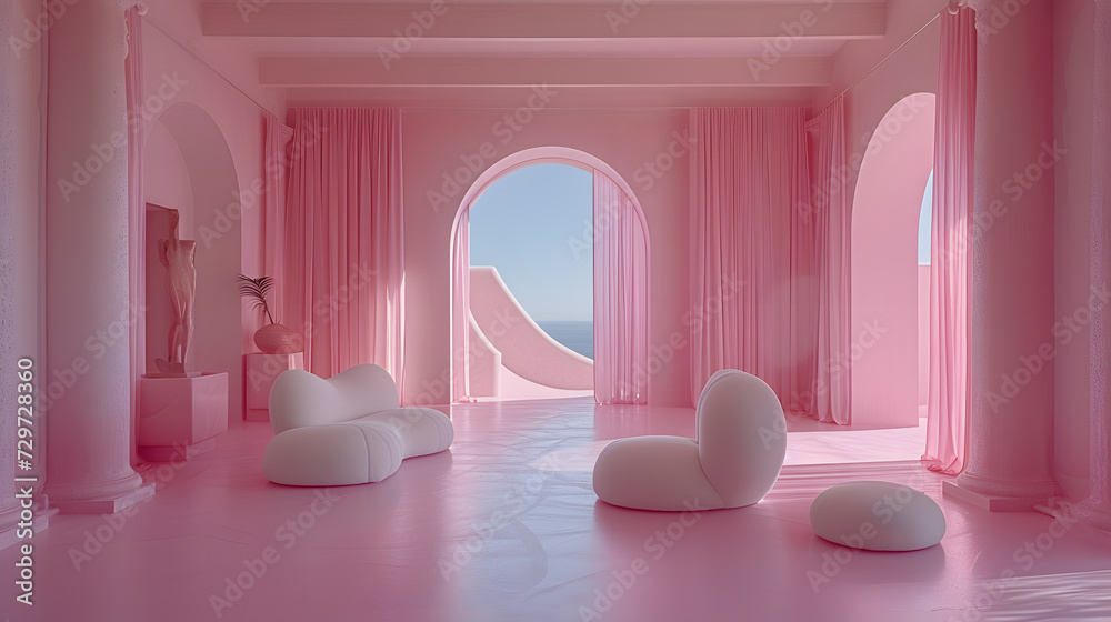 Pink Ultra Modern Interior Concept Design 3D Renderings, Room Interior ...