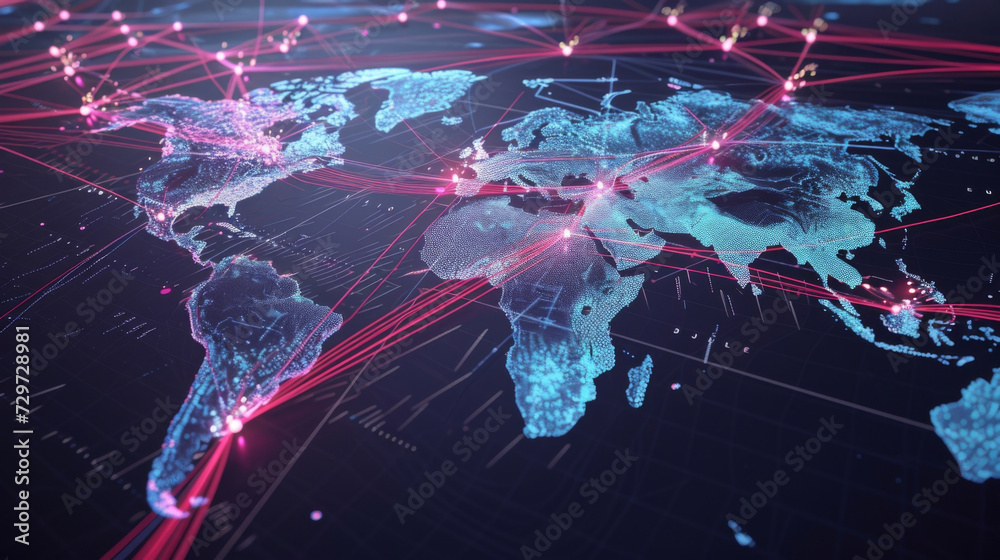A map showcasing the routes and destinations of major container ...