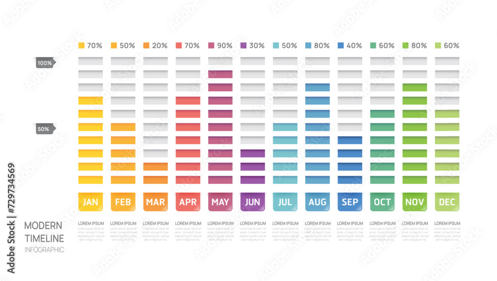 Gantt chart timeline infographic template. Modern milestone element ...