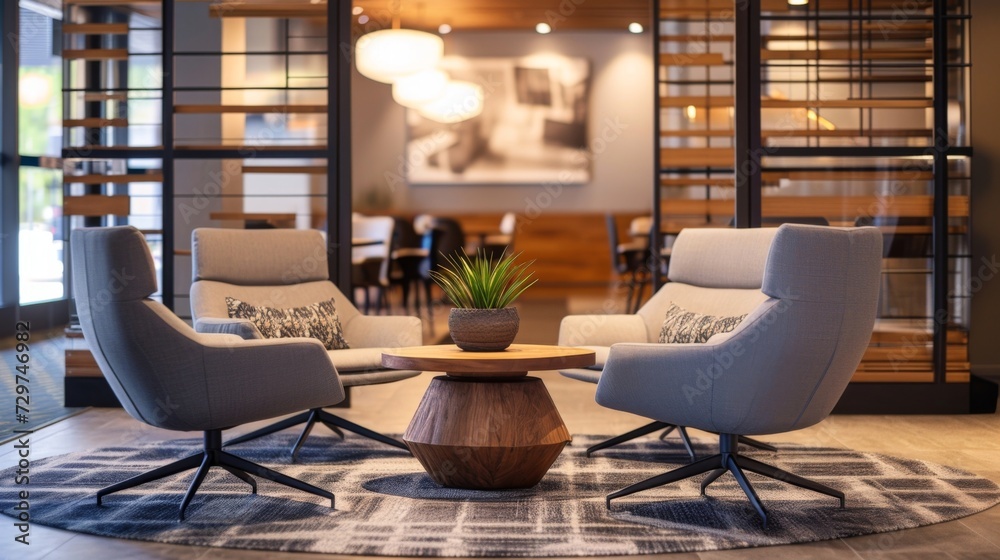 Embrace comfort and style in our lounge with cozy oversized chairs warm ...