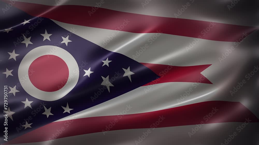 Flag of Ohio, The Ohio Burgee, font view, full frame, sleek, glossy ...