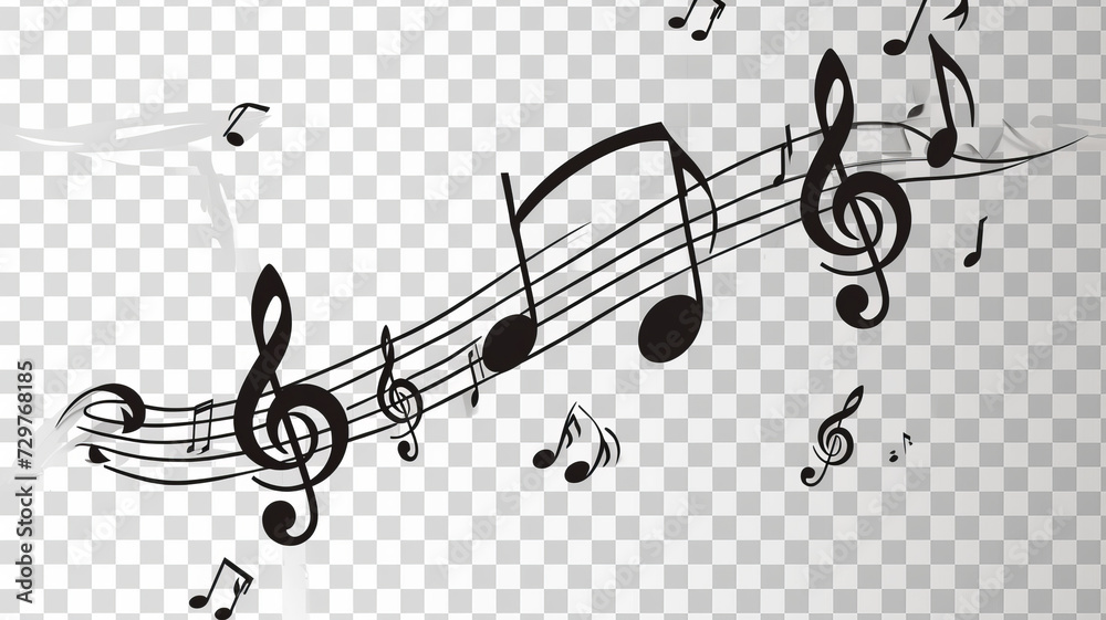 Music notes floating on a transparent background, a visual melody by AI ...