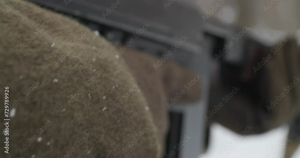 Usa Soldier With Old Thompson Sub-machine Gun. Close-up View Detail On ...