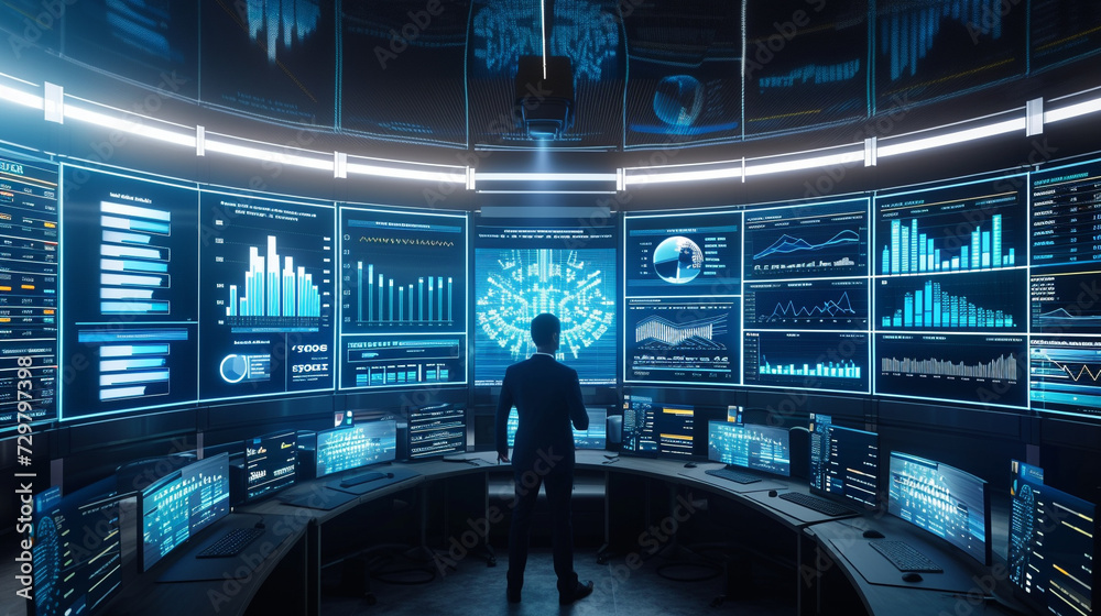 visualize a strategic business command center where every detail of ...