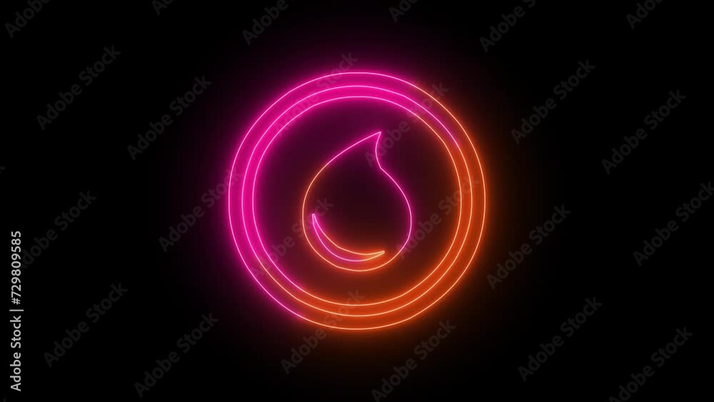Neon fire safety sign animated. Light fire safety symbol animation ...