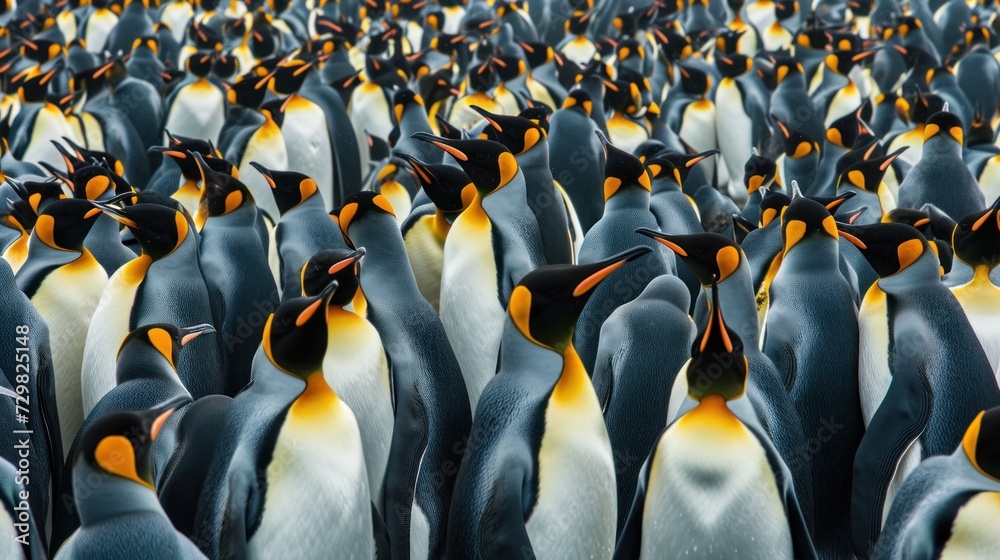 a large group of penguins standing next to each other in the middle of ...