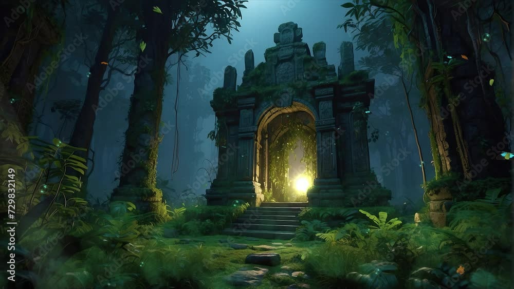 Vidéo Stock Captivating Sun-Dappled Mossy Castle Ruins in a Fantasy ...