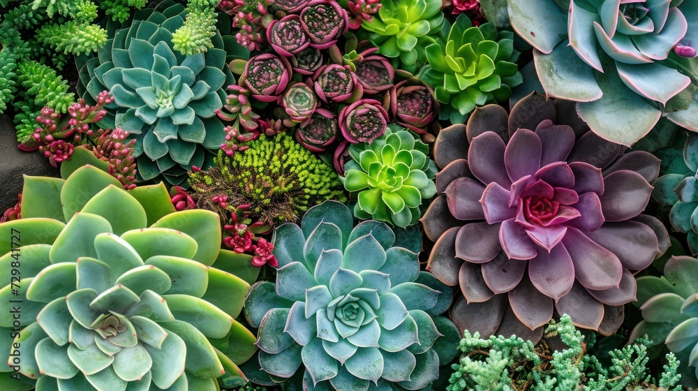 a bunch of different types of succulents that are growing on the side ...