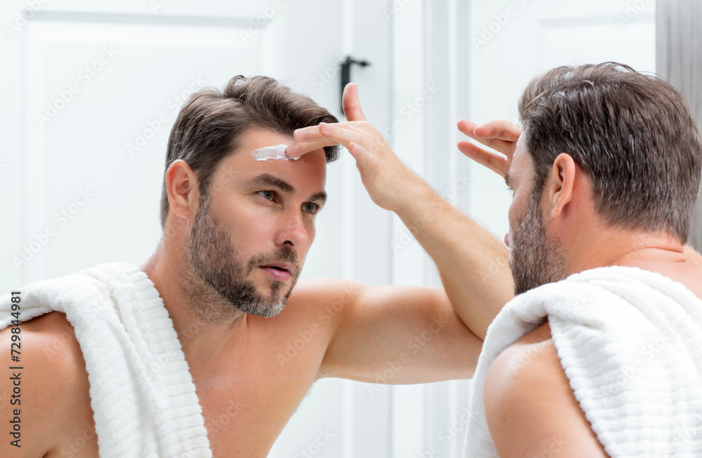 Male beauty cosmetics, beauty and skincare. Morning healthcare and ...