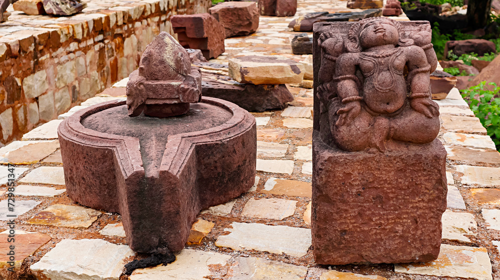 Ruin Shiva Linga and Kichak in the Campus of Char Khamba Jain Temple ...