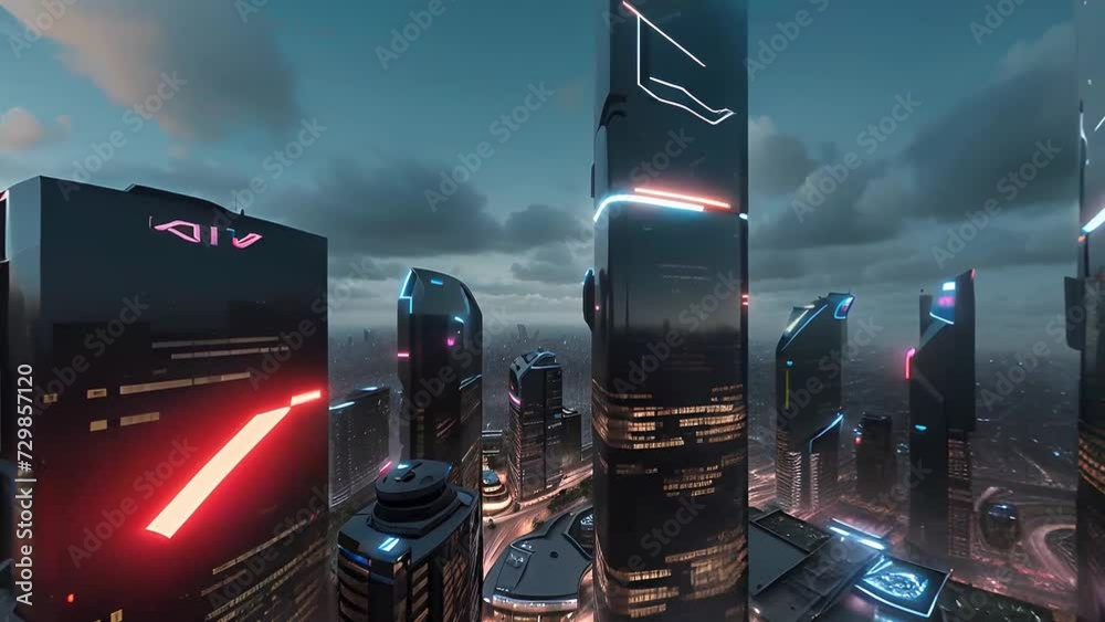 HDR Cyberpunk High Rise Buildings - generative ai, üretken yapay zeka ...
