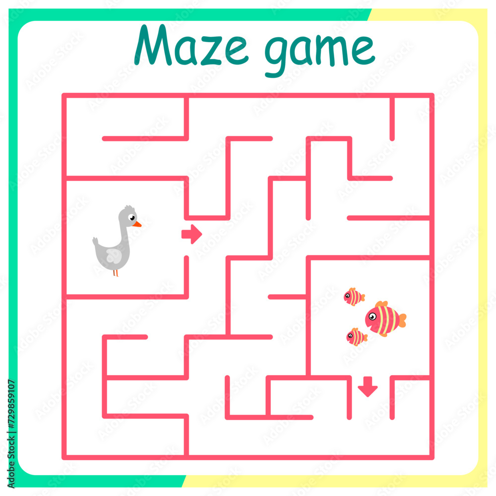 Children's logic game on passing the labyrinth. Educational game for ...