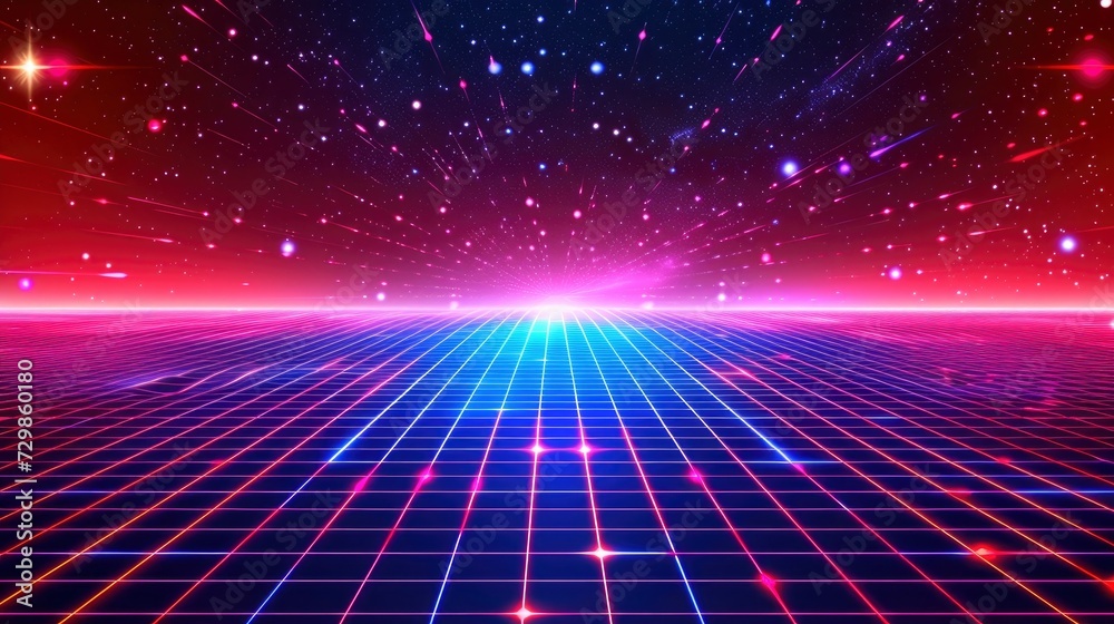 Retro Synthwave Dream, A 90s CG Animation Background Bathed in Red ...