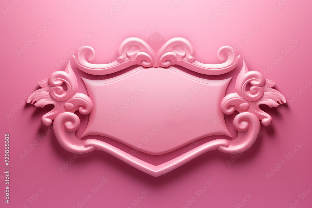Elegant pink baroque frame on a monochrome background for design Stock ...