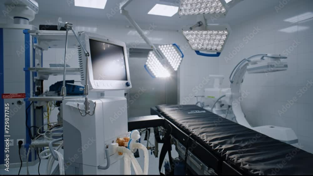 Vidéo Stock Dolly shot of operating room in modern hospital with ...