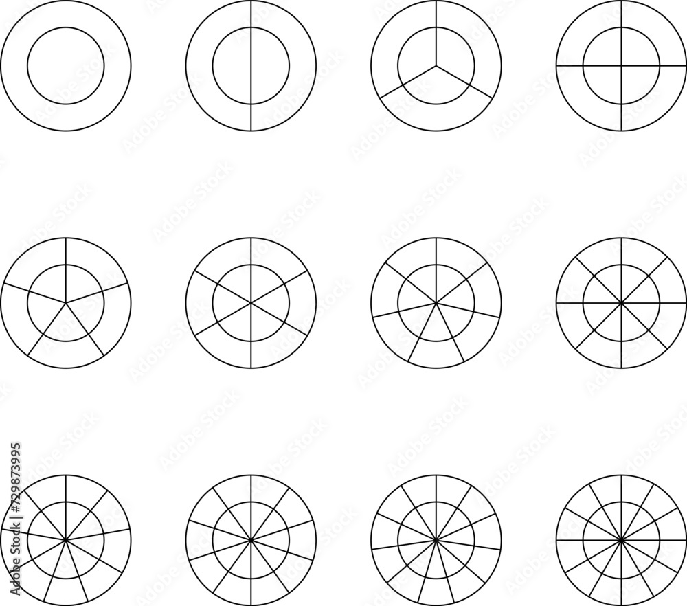 Fractions Pie Geometry Maths Mathematical Education Diagram. Circles ...