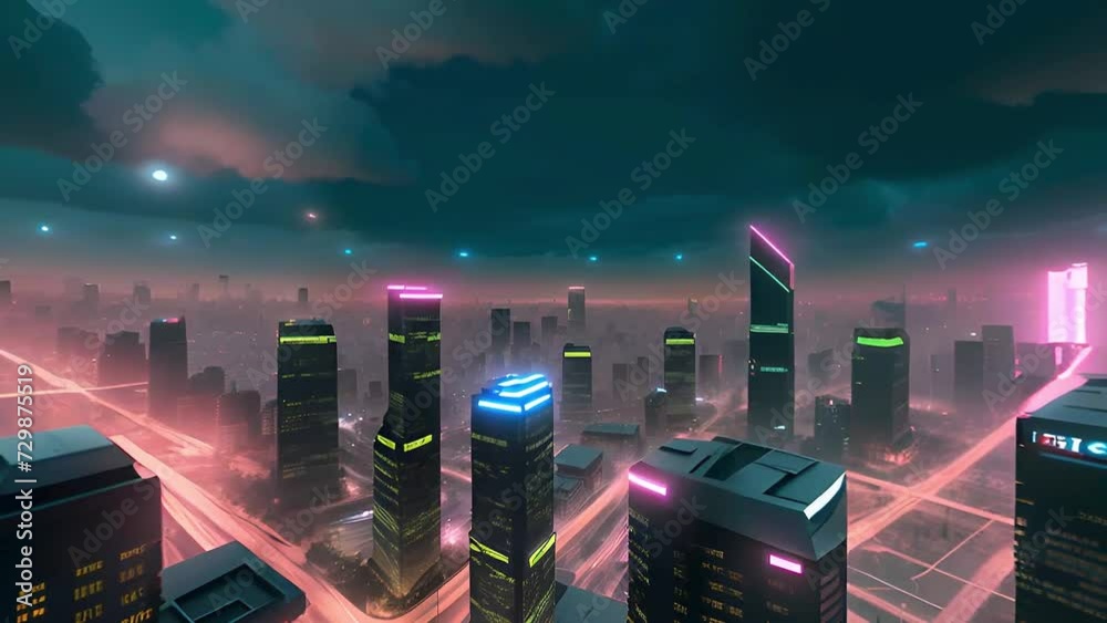 HDR Cyberpunk High Rise Buildings - generative ai, üretken yapay zeka ...