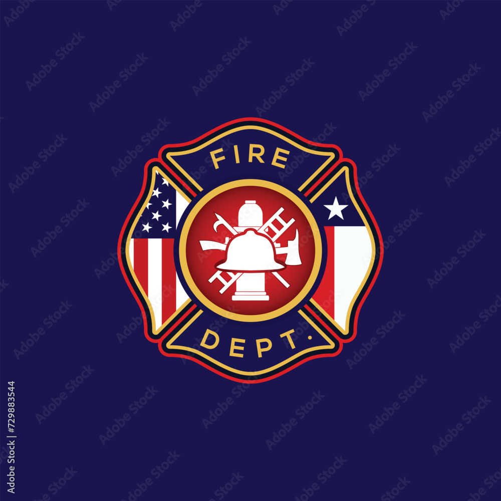 fireman emblem sign on white background. fire department symbol ...