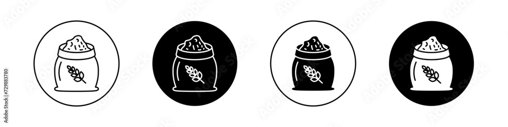 Vetor de Flour Bag Icon Set. Grain Wheat Feed Sack Storage Vector ...