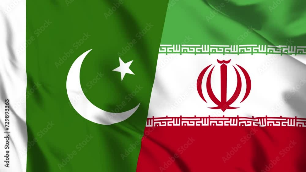 Pakistan and Iran Flag waving in loop and seamless animation. Irani vs ...