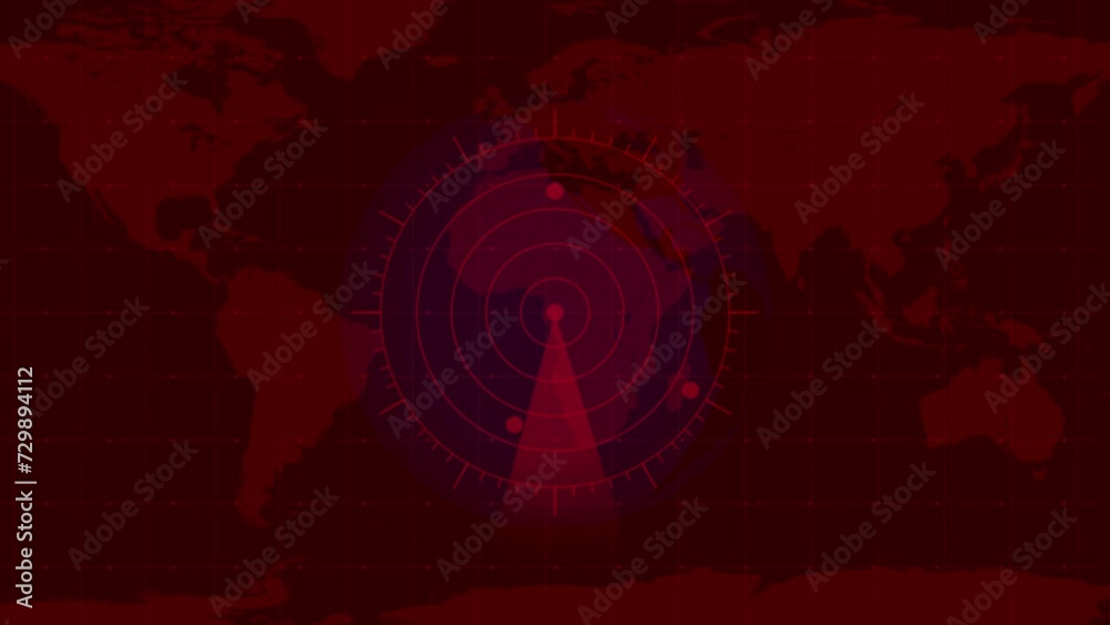 Vidéo Stock Radar screen animated, world map radar HUD animation on ...