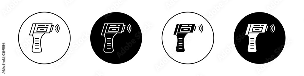 Contactless Infrared Thermometer Icon Set. Temperature Scanner and ...
