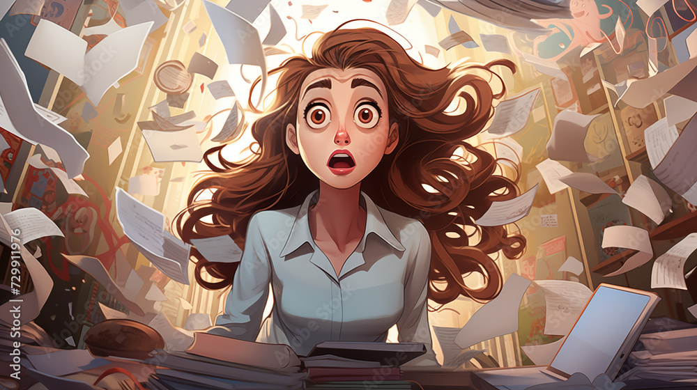 Foto de Girl, young woman, cartoon, animation, depicting the idea of a ...