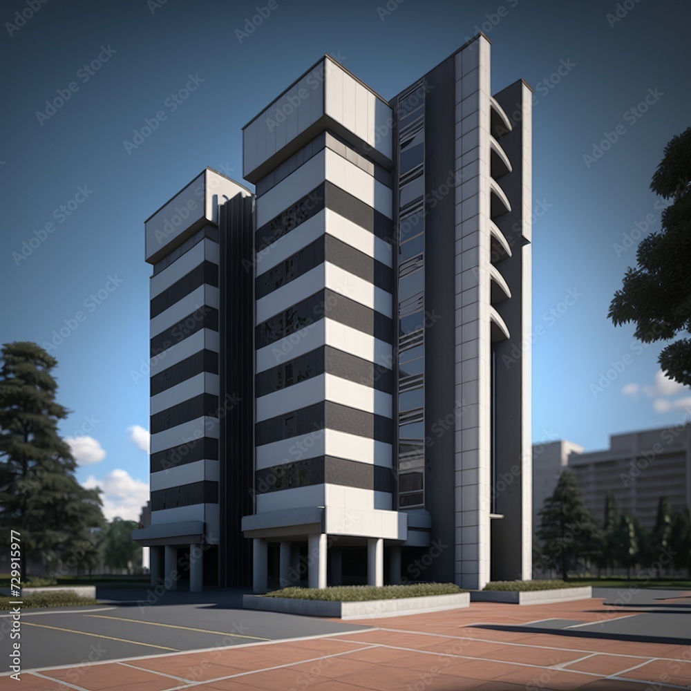 Residential building built in a modern architectural style hight ...