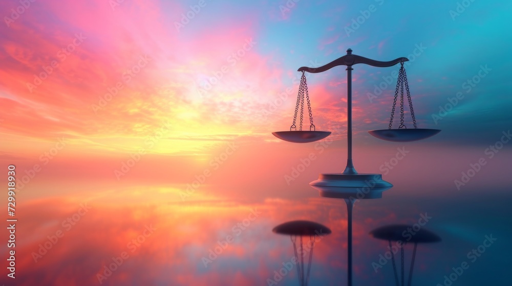 Eternal Equilibrium: Balanced scales and serene gradients convey the ...