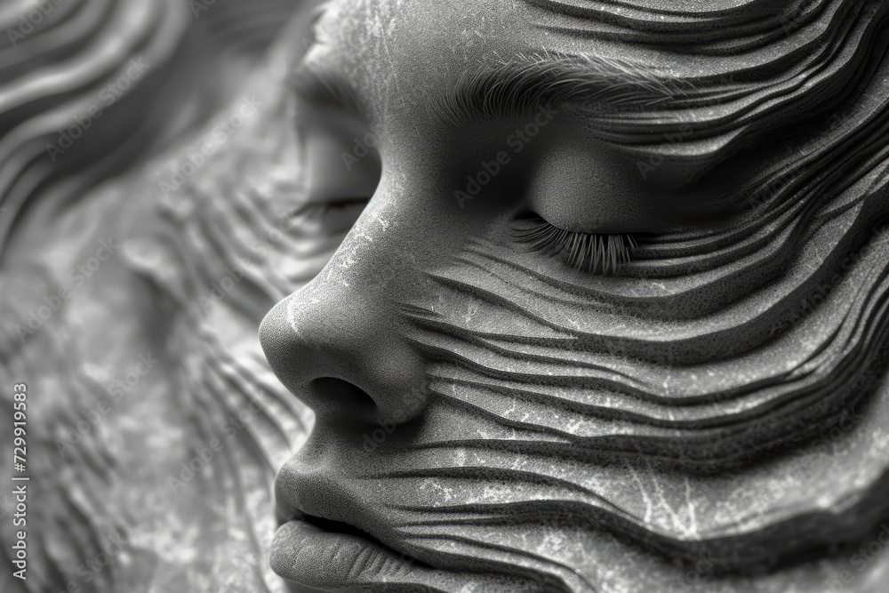 An artistic image of someone immersed in deep thought, with concentric ...