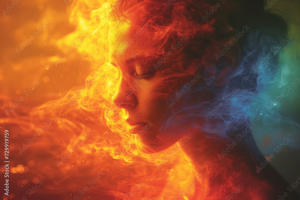 A visualization of a person's aura, with radiant waves of color ...