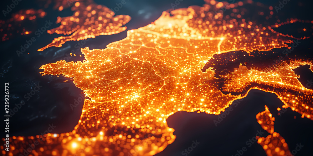 Digital map of France, concept of global network and connectivity, high ...