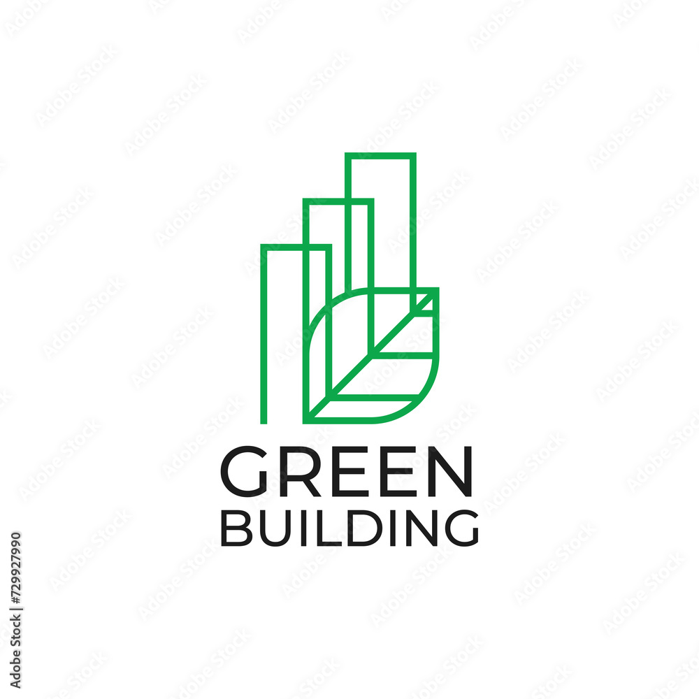 Green Building logo design vector, identical to green, combination of ...