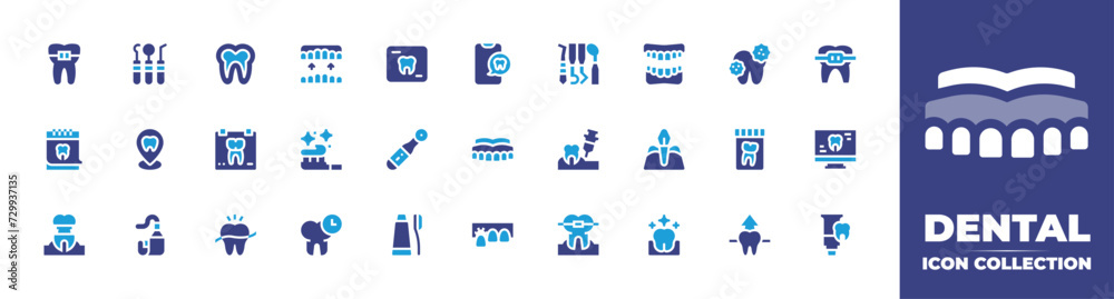Vecteur Stock Dental icon collection. Duotone color. Vector and ...