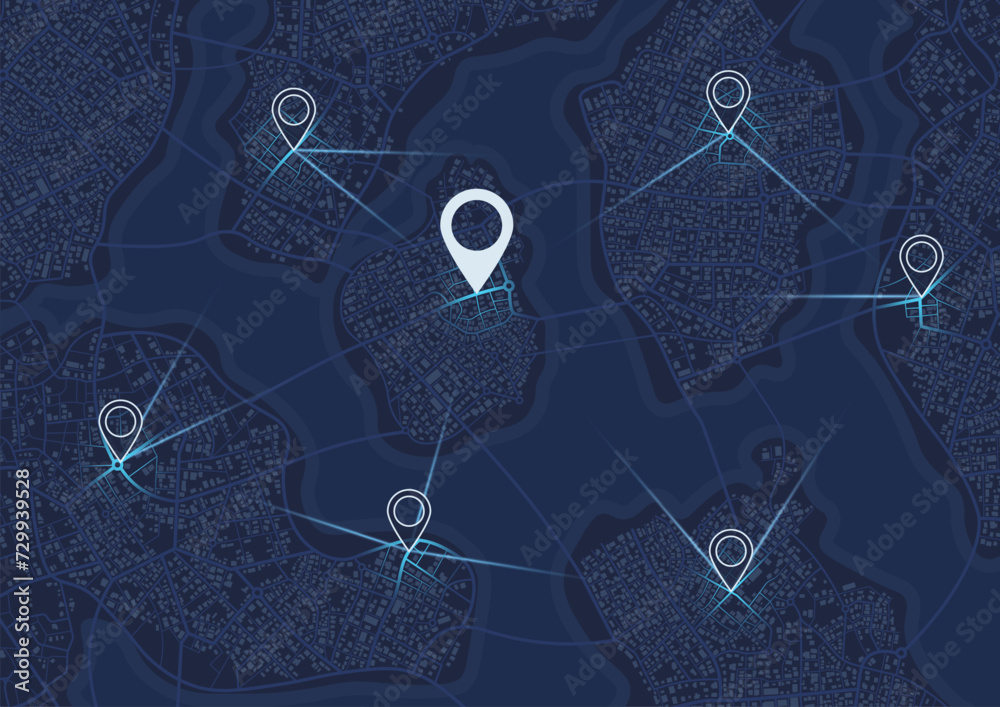 Generic city map with signs. Abstract navigation plan of urban area ...