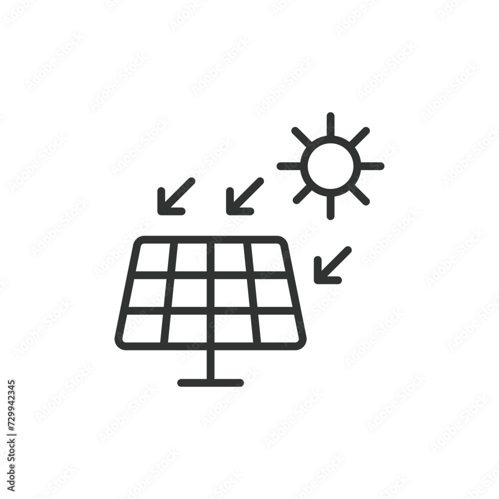 Solar panel with the sun icon in line design. Panel, sun, power ...