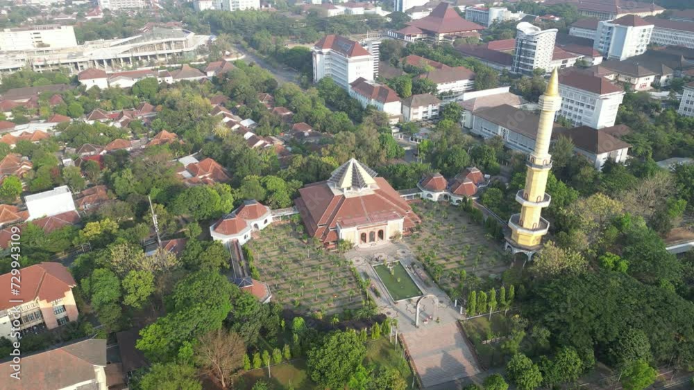 Aerial view of Masjid Kampus Universitas Gadjah Mada or UGM Mosque ...