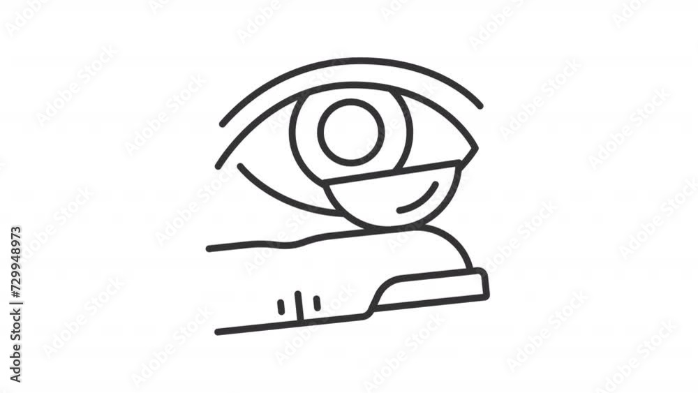 Eye protection animation set. Delivering glasses and lens animated line ...