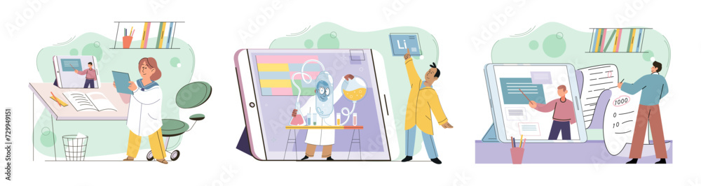 Child with tablet. Vector illustration. Children benefit from using ...