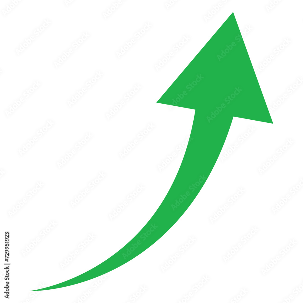 Single green arrow growing pointing up on chart graph bars icon ...