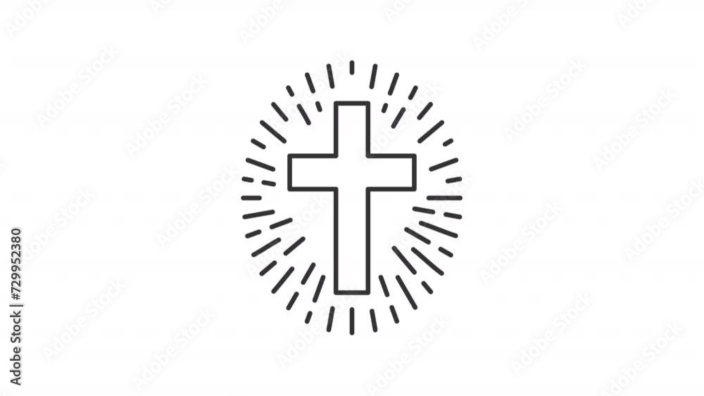 Animated cross icon. Christian symbol line animation. He is risen. Holy ...
