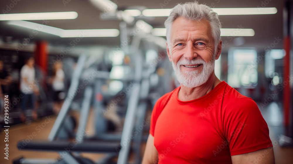 70 year old man in the gym, enjoying a day of exercise. Generated with ...