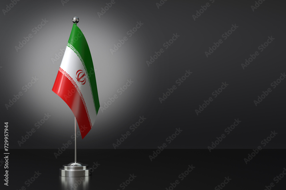 Small Iran Flag in Front of Black Background, 3d Rendering Stock ...