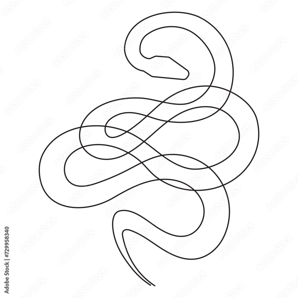 Snake one line art,hand drawn continuous drawing contour,symbol of new ...