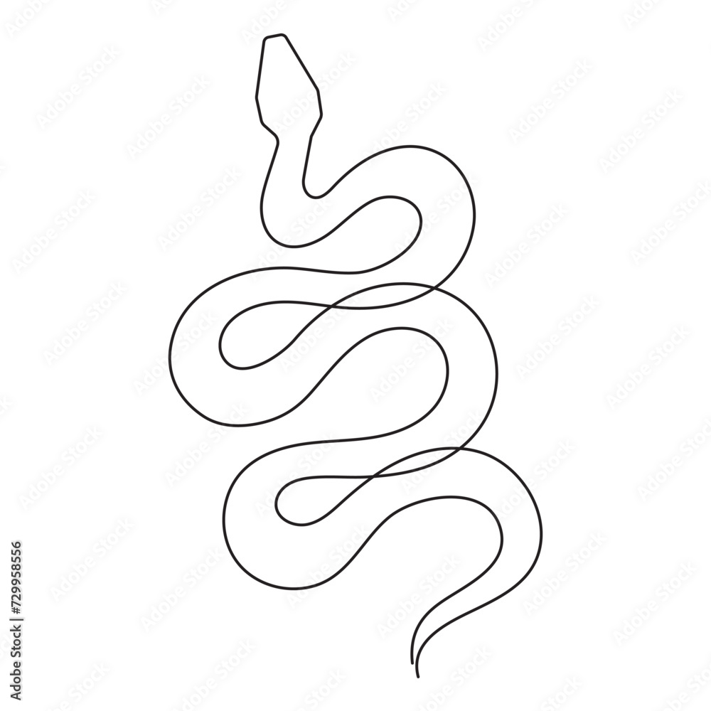 Snake one line art,hand drawn continuous drawing contour,symbol of new ...