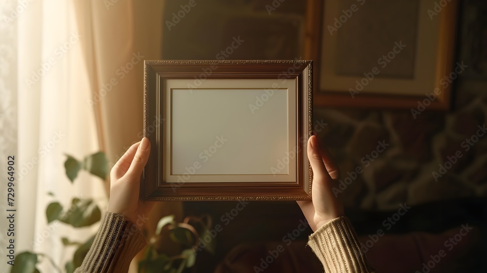 "Frame of Absence: Person Holding Empty Picture Frame, Ultra Realistic ...